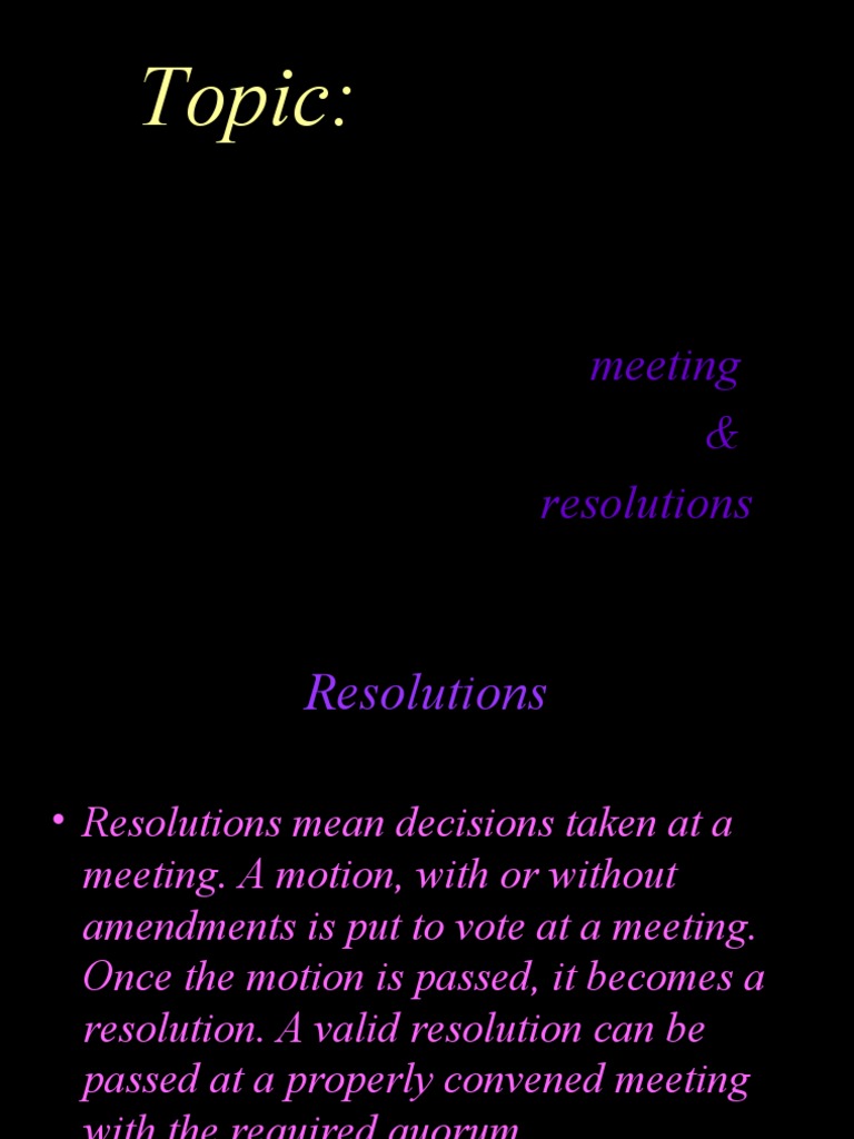 Meeting Resolutions Guide | PDF