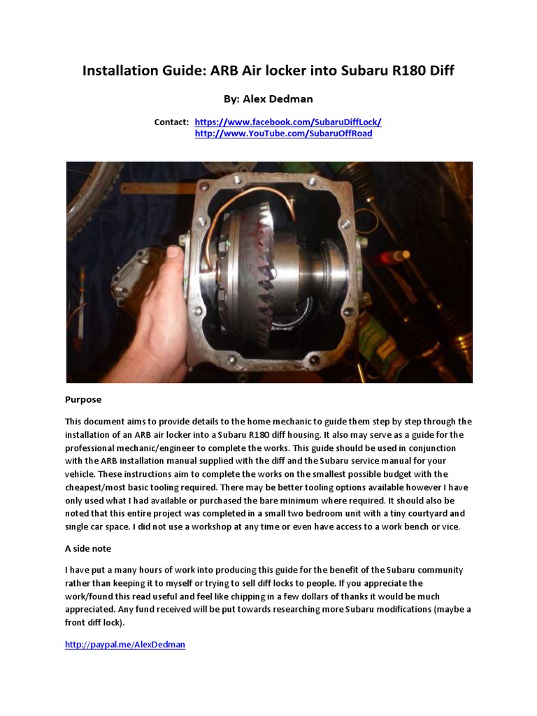 A Comprehensive Guide to Installing an ARB Air Locker into a Subaru ...