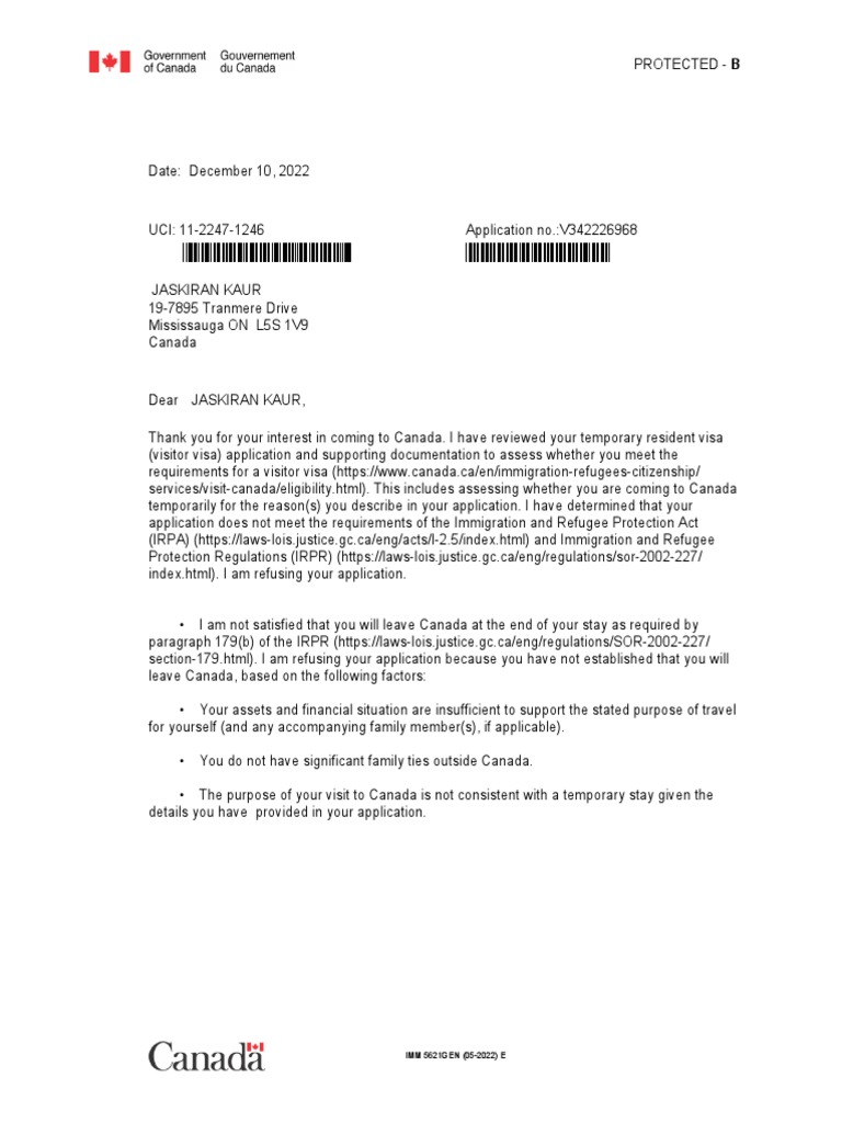 Rejection Letter | PDF | Travel Visa | Government And Personhood