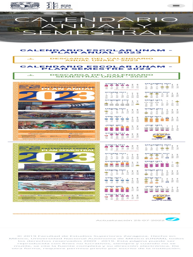 CALENDARIO ANUAL Y SEMESTRAL - Facultad de Estudios Superiores Zaragoza ...