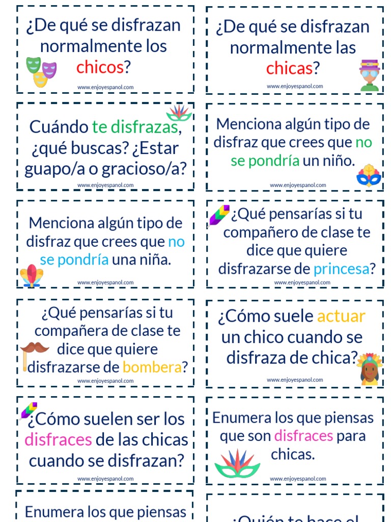 Tarjetas Conversación-El Carnaval | PDF