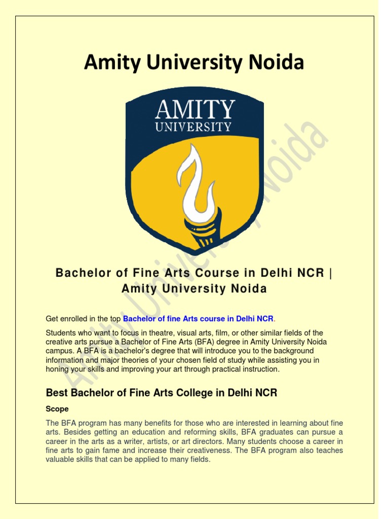 Bachelor of Fine Arts Course in Delhi NCR | PDF | Bachelor's Degree ...