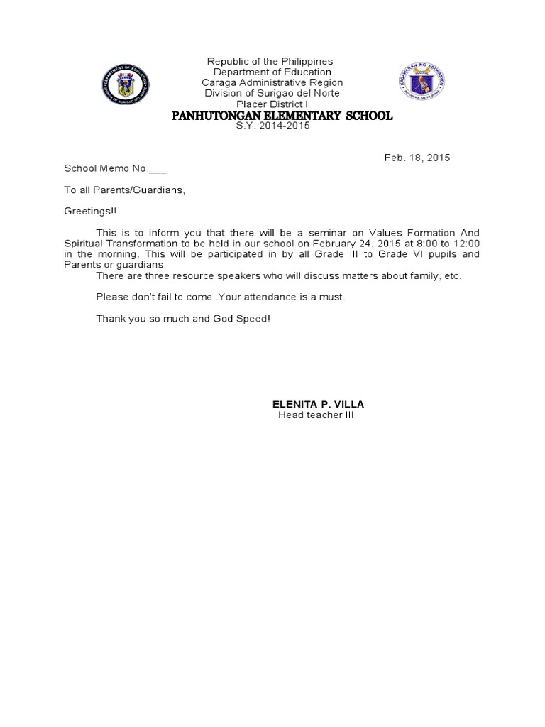 School Memo | PDF