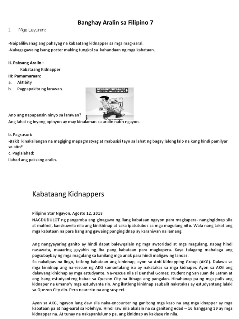 Banghay Aralin Sa Filipino 7 | PDF