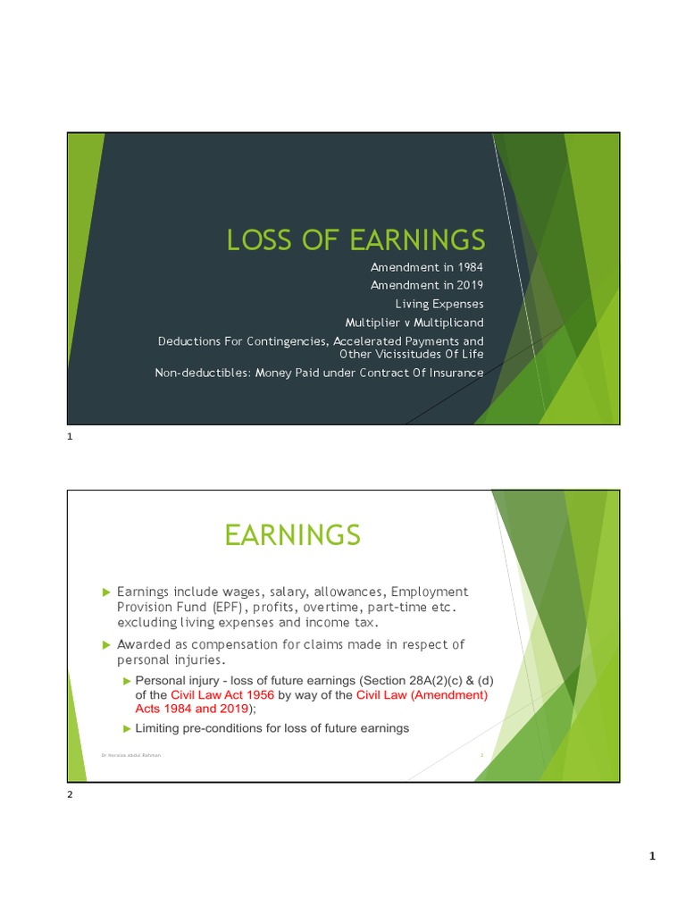 Updated Loss of Earnings 2021 | PDF | Damages | Expense