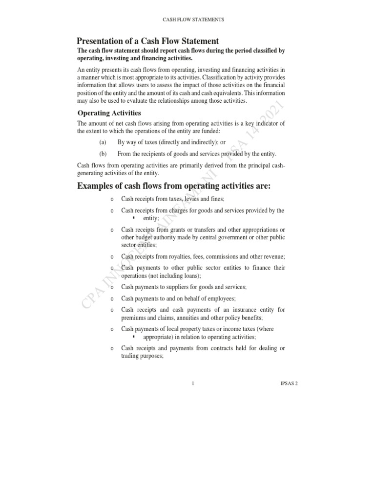 IPSAS 2 NOTES 2021 | PDF | Cash Flow Statement | Government Budget Balance