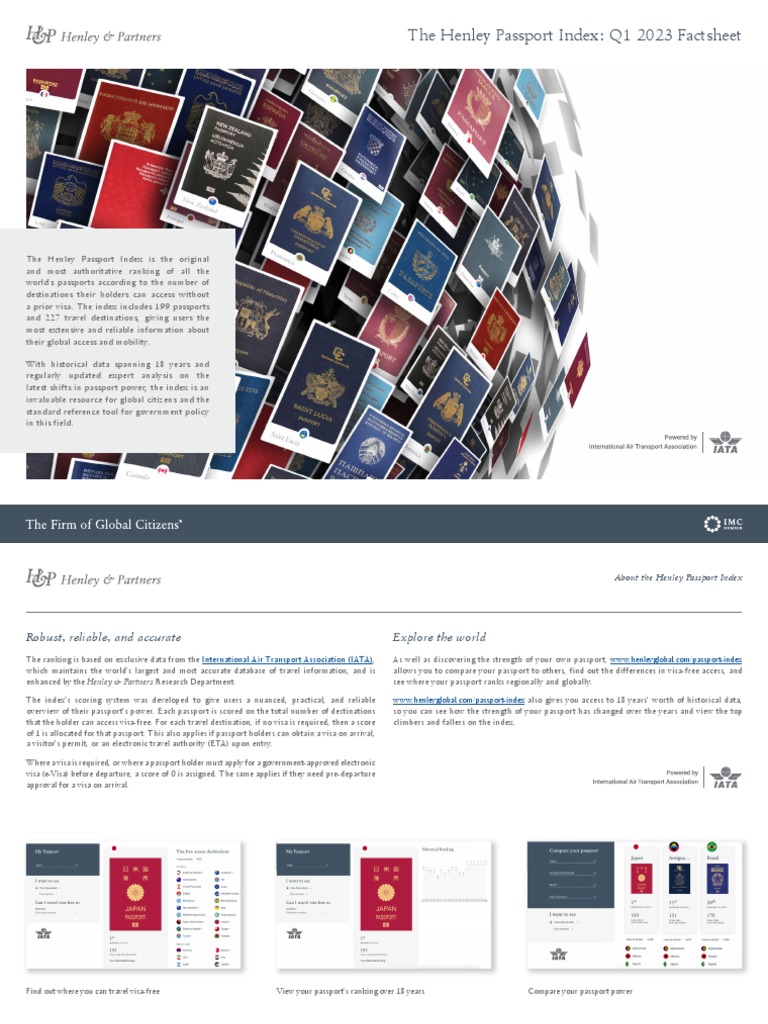 Henley Passport Index Factsheet 2023 q1 230105 1 | PDF