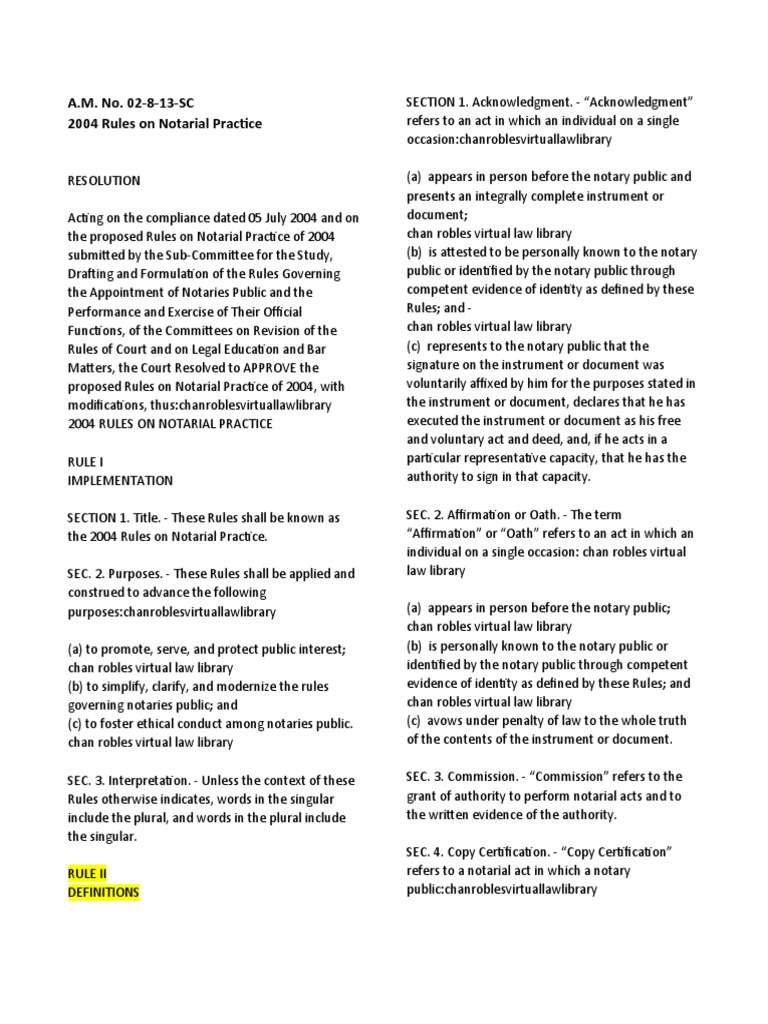 2004 Rules On Notarial Practice | PDF | Notary Public | Seal (Emblem)