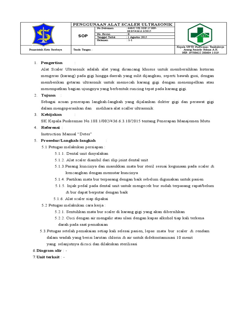 Panduan Penggunaan Alat Scaler Ultrasonik | PDF