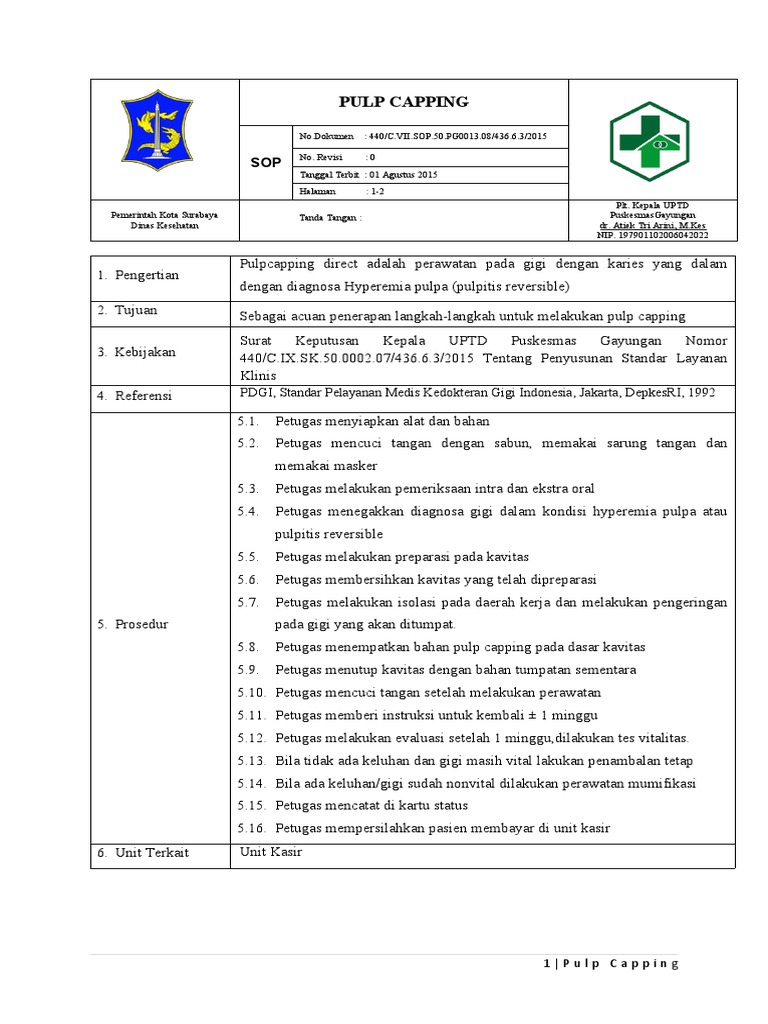 13 Sop Pulp Capping | PDF