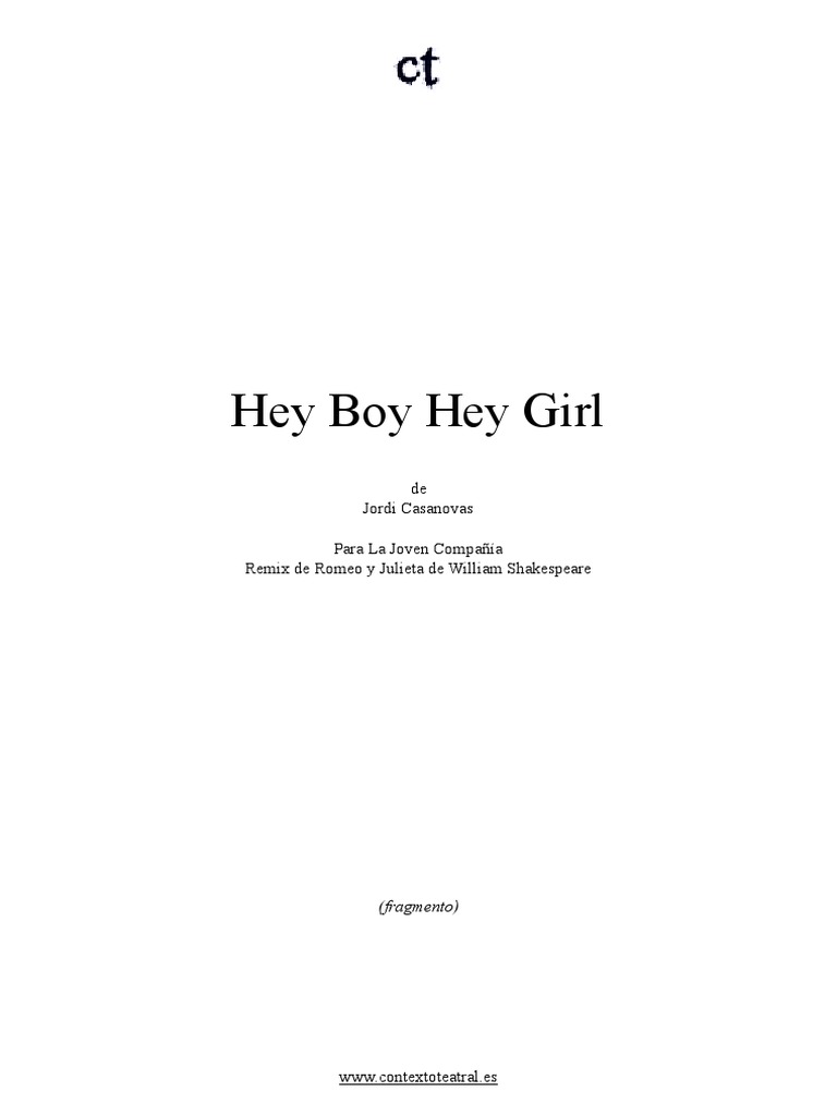 Hey Boy Hey Girl: Tragedia Juvenil | PDF