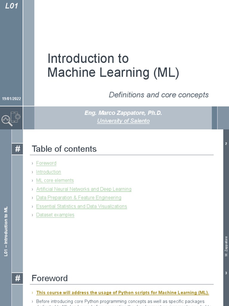 01 - Introduction To ML | PDF | Machine Learning | Deep Learning
