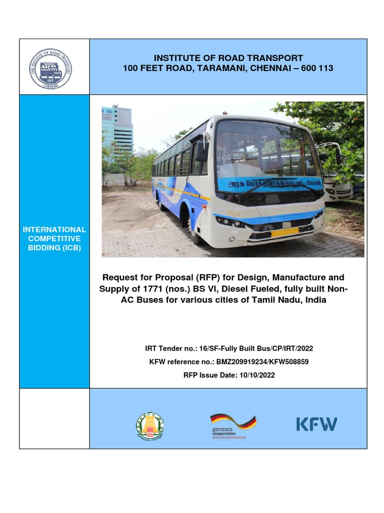 TN Bus Tender 2022 - TD Irt205138 RFP 1771 Diesel Bsvi Standard Floor ...