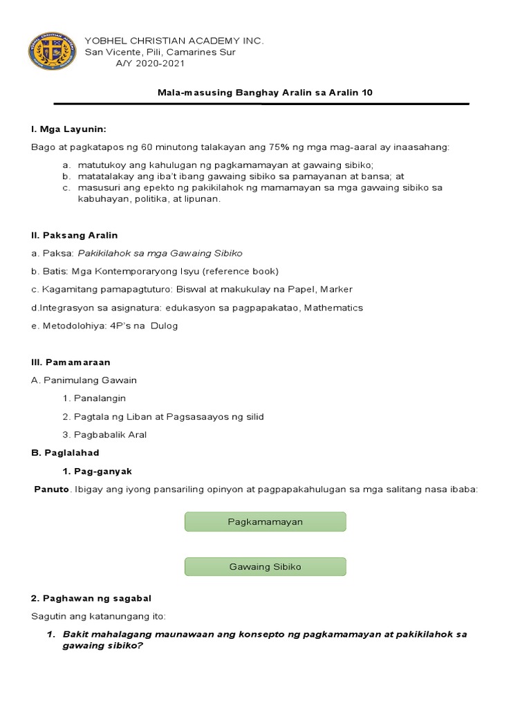 Ap10.lp - Aralin 10 | PDF