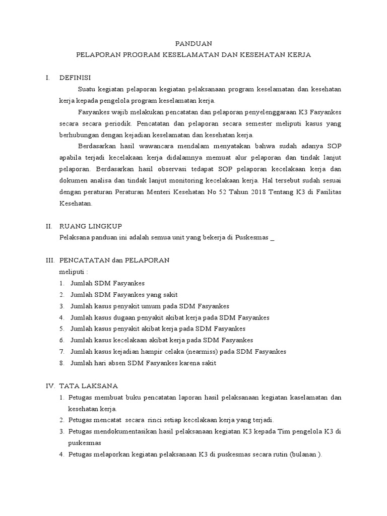 Panduan Pelaporan Program k3 | PDF