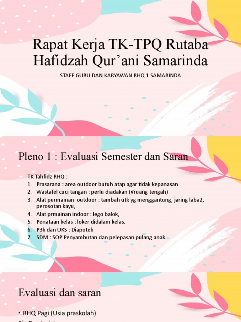 Rapat Kerja TK-TPQ Rutaba Hafidzah Qur'ani Samarinda | PDF
