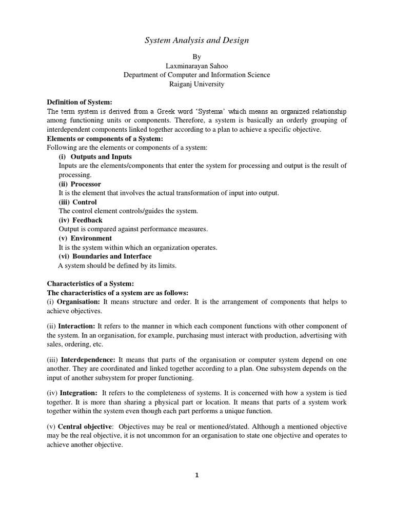 System Analysis and Design Class Notes Sixth Sem | PDF | Software ...