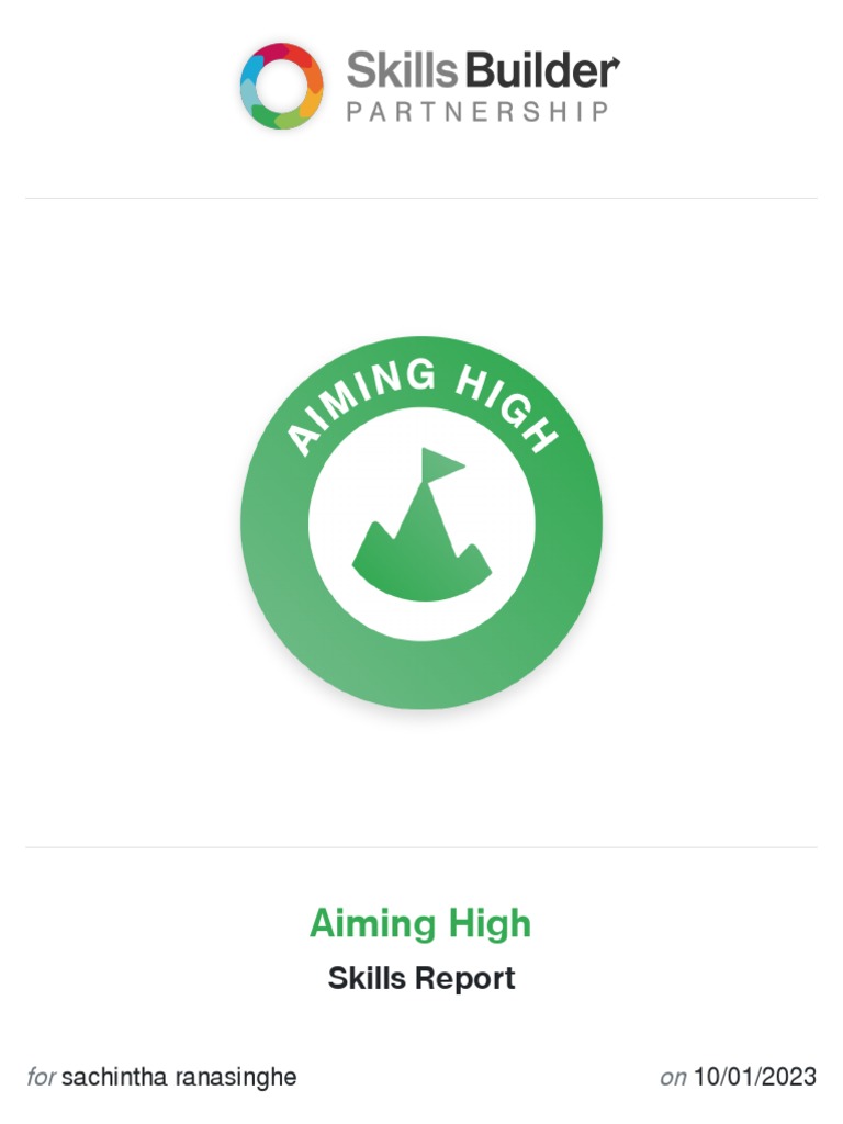 Skills Builder Benchmark Aiming High | PDF | Goal | Business