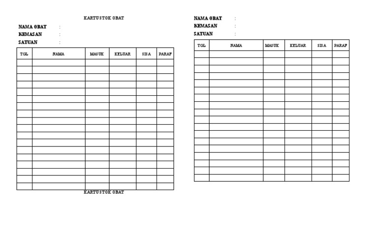 Kartu Stok Obat | PDF