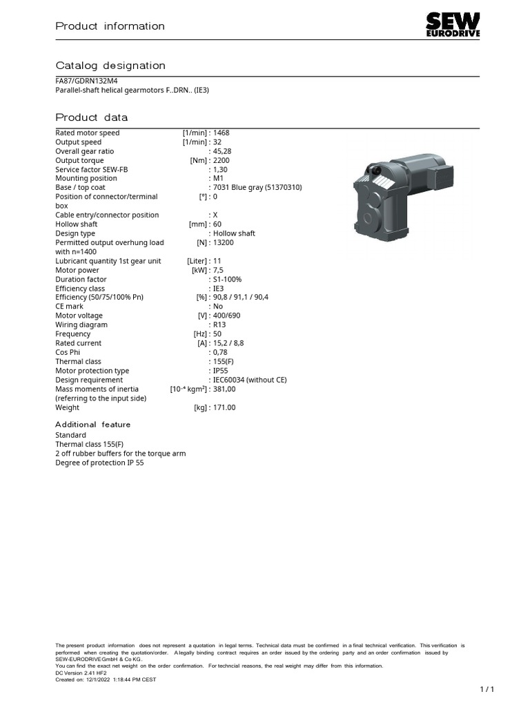 FA87 GDRN132M4 ProductData en DE | PDF | Electric Motor | Electrical ...