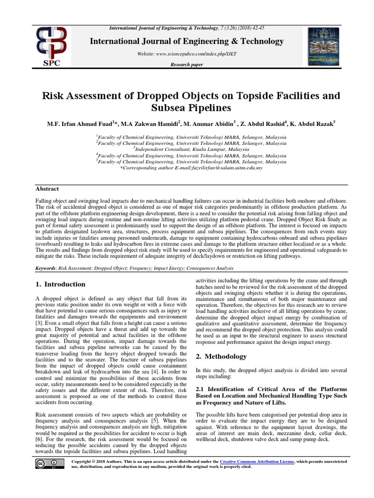 Risk Assessment of Dropped Objects On Topside Facilities and Subsea ...