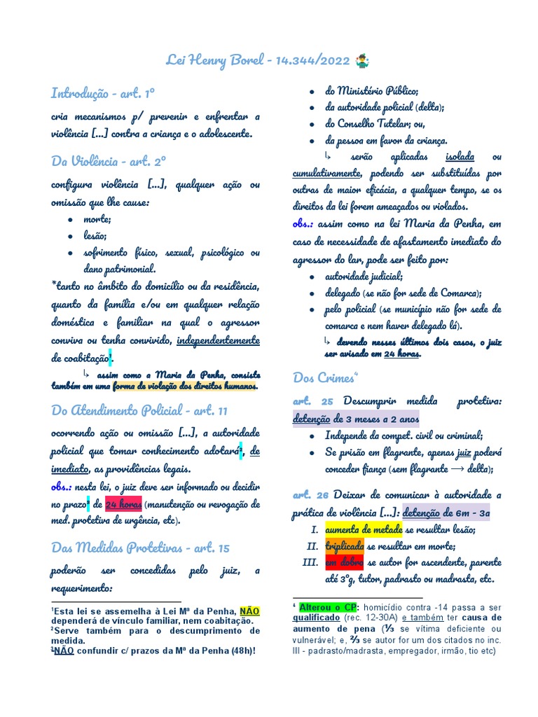 Resumão - Lei Henry Borel | PDF | Violência | Justiça
