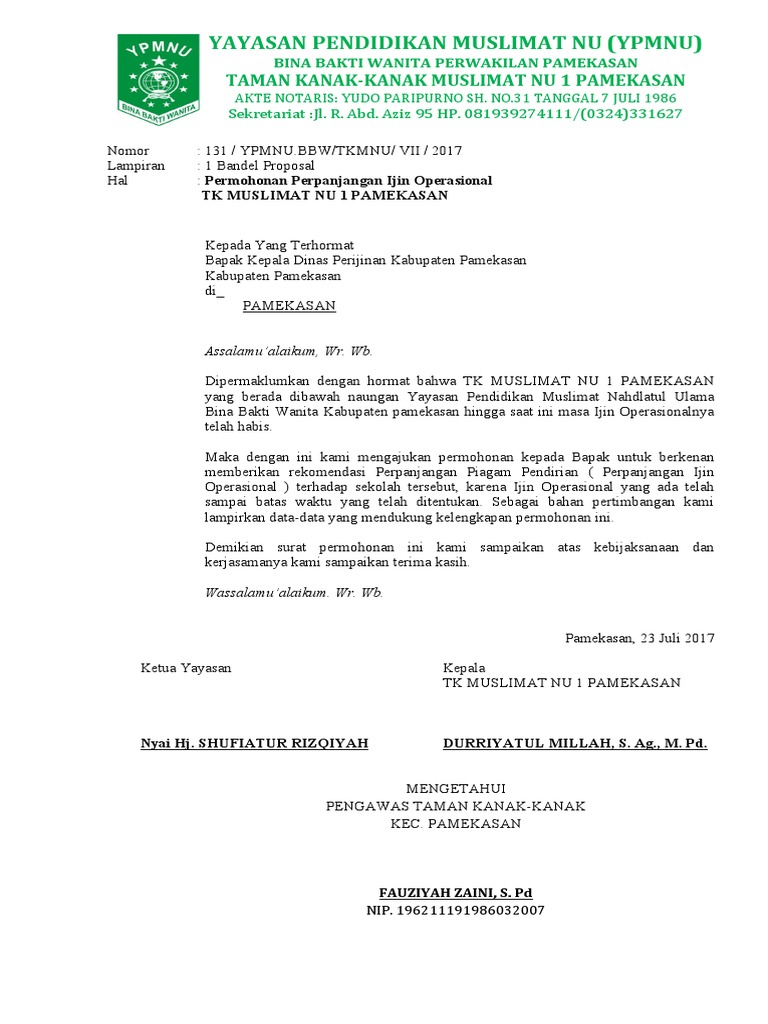 Proposal Ijin Operasional Paud | PDF