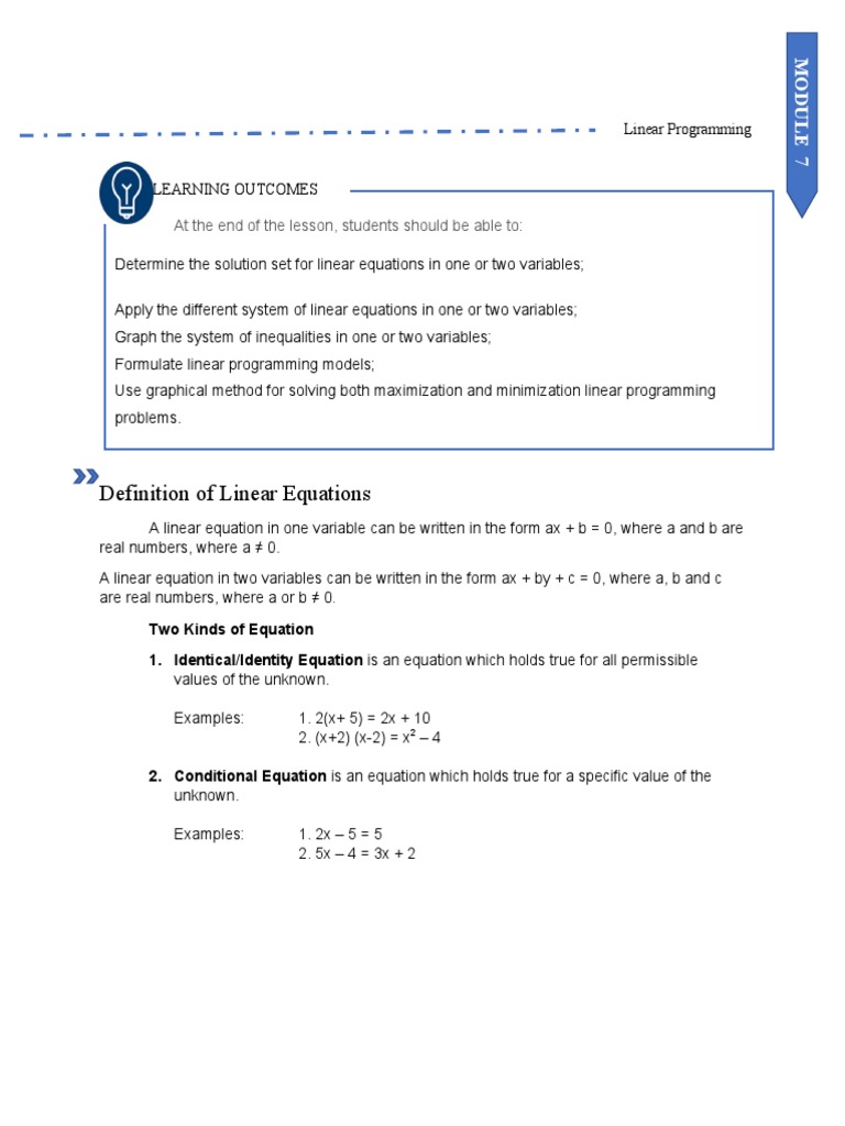 Understanding Linear Equations and Programming | PDF | Linear ...