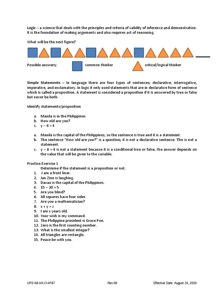 Math 1 Module 10 | PDF | Proposition | Syntax (Logic)