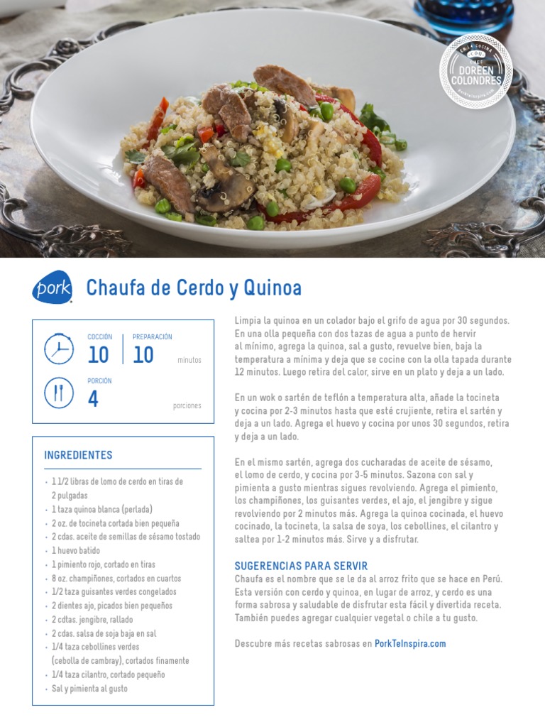 Chaufa de Cerdo y Quinoa Saludable | PDF | Ingredientes de comida ...