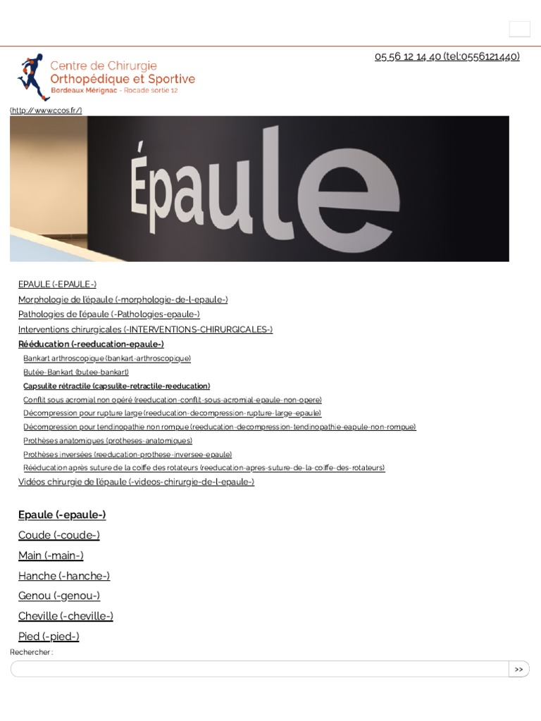 Epaule - Rééducation D'une Capsulite Rétractile | PDF | Épaule ...
