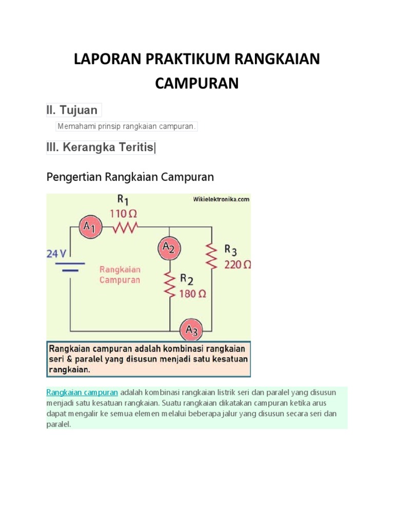 Laporan Praktikum Rangkaian Campuran | PDF