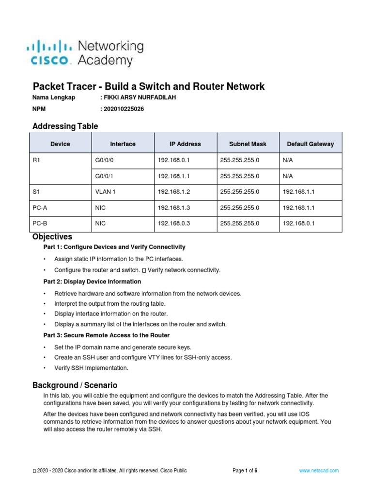 Configuring and Verifying a Basic Network with Router and Switch using SSH | PDF | Router ...