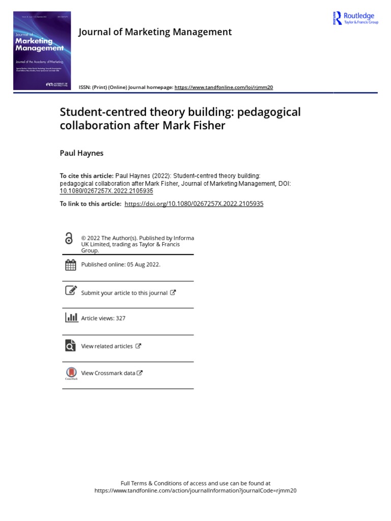 Student Centred Theory Building Pedagogical Collaboration After Mark ...