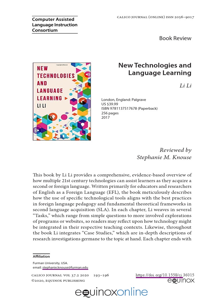 New Technologies and Language Learning by Li Li | PDF | Second Language ...