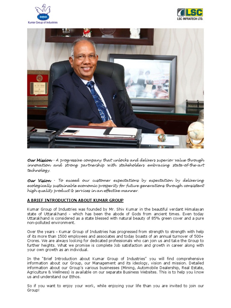 A Brief Intro About Kumar Group | PDF | Employment | Economies