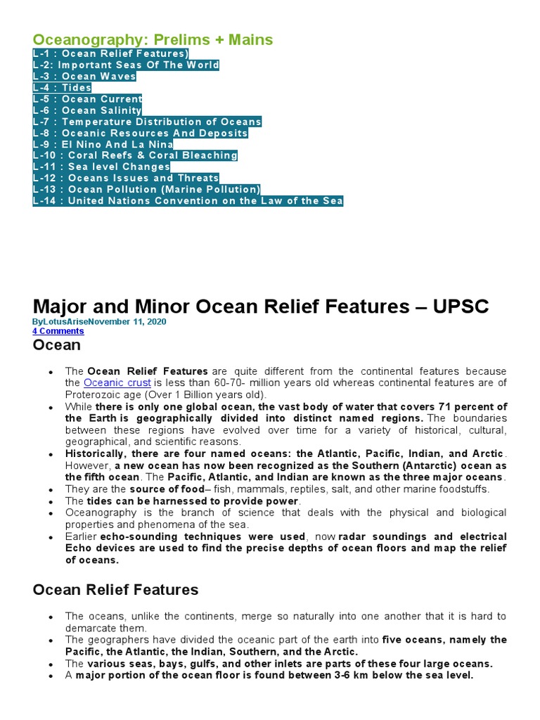 Oceanography | PDF | Tide | Continental Shelf