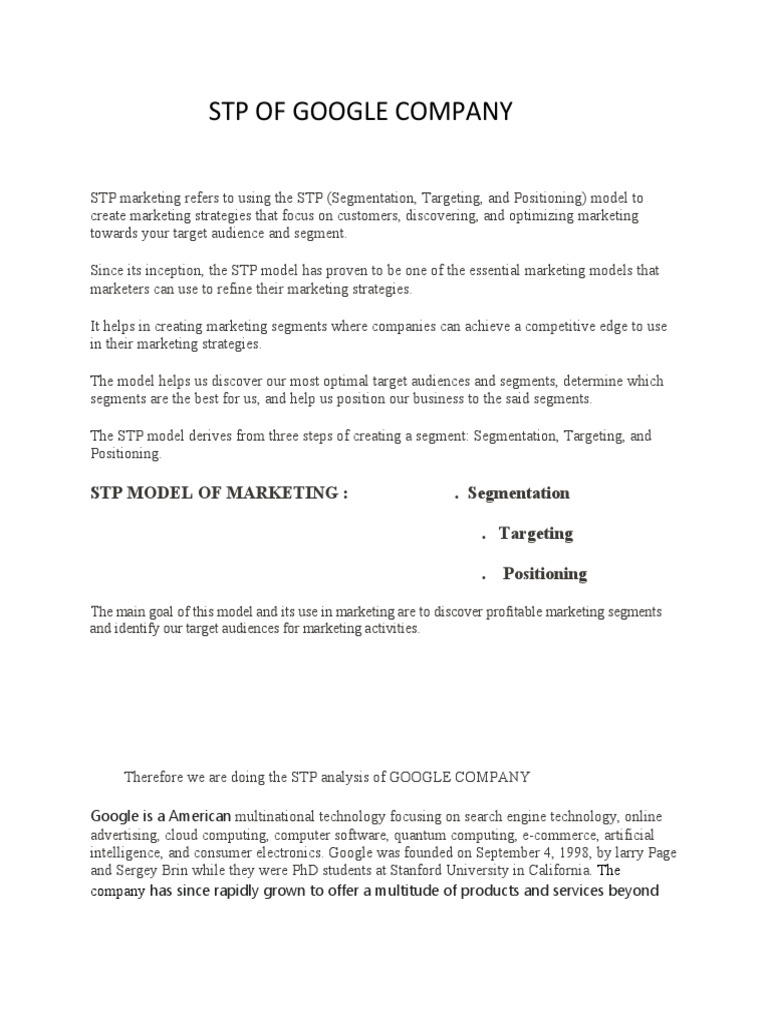 Segmenting and Targeting Google's Massive User Base: An Analysis of ...