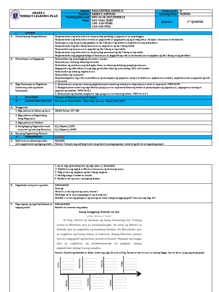 WLP Filipino Q2, W2 | PDF