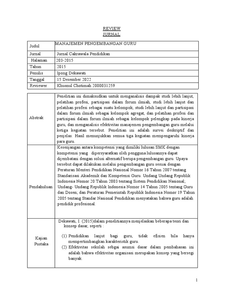Template Review Jurnal Pendidikan | PDF