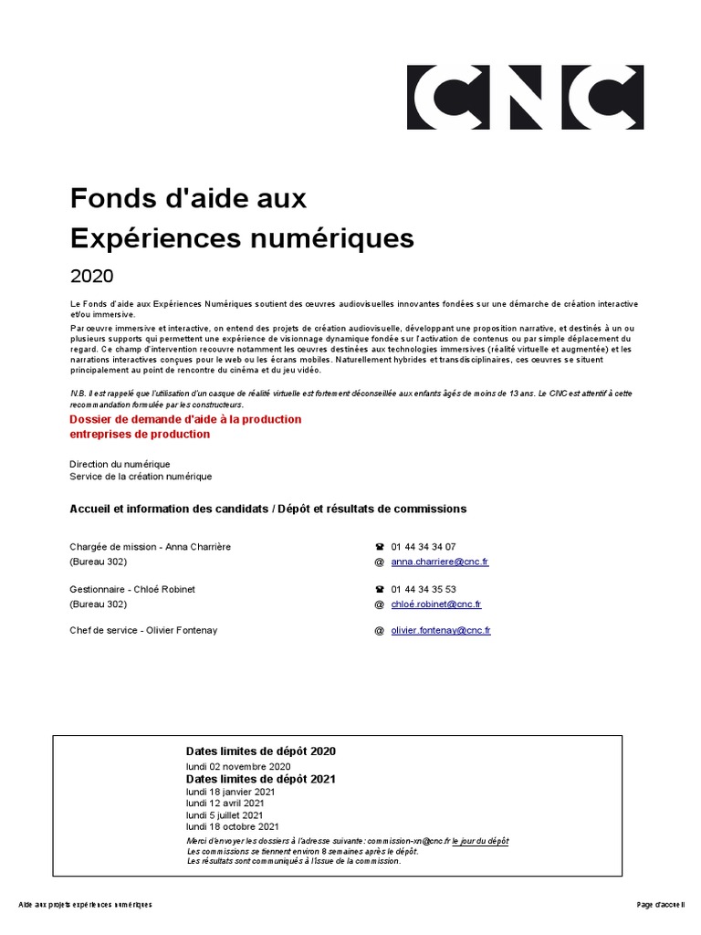 Dossier de Demande D'aide À La Production | PDF