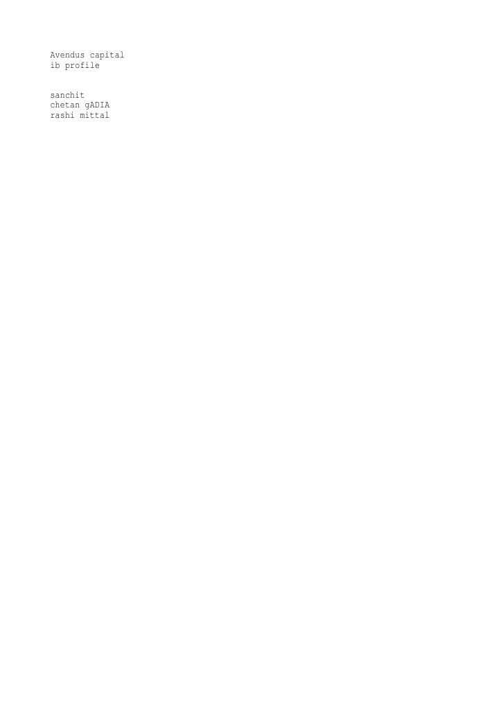 Avendus Capital Ib Profile | PDF