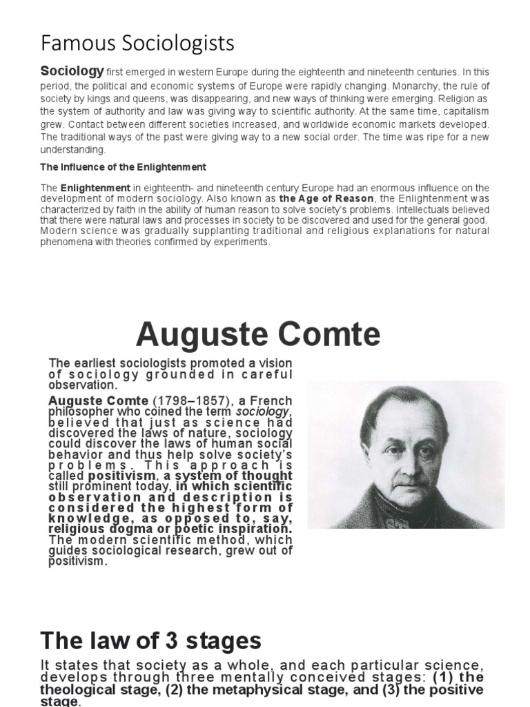 Famous Sociologists | PDF | Karl Marx | Sociology