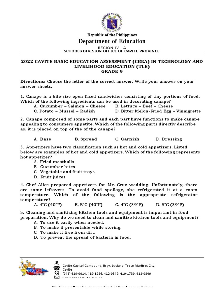 E-CBEA TLE-G9 Cookery | PDF | Foods | Desserts