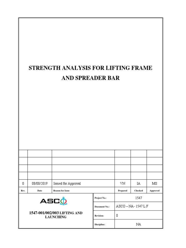 Lifting Frame - Strength Analysis Report R 01 | PDF | Bending ...