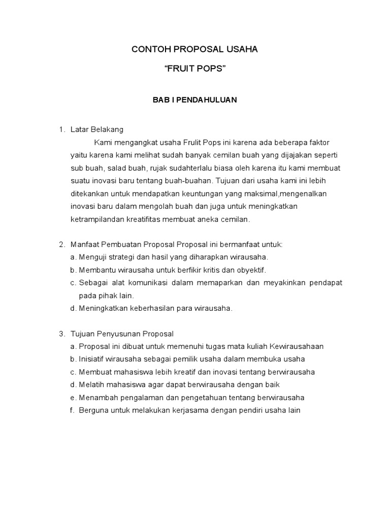 Contoh Proposal Usaha | PDF