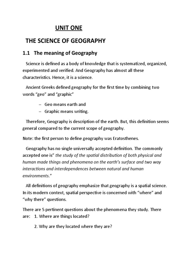 Geography Grade 11 Unit 1 | PDF | Geography | Science Geography Grade 11 Unit 1 | PDF | Geography | Science