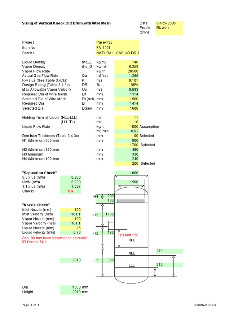 Vertical Knock Out Drum Sizing Guide | PDF | Atmosphere | Statistical Mechanics
