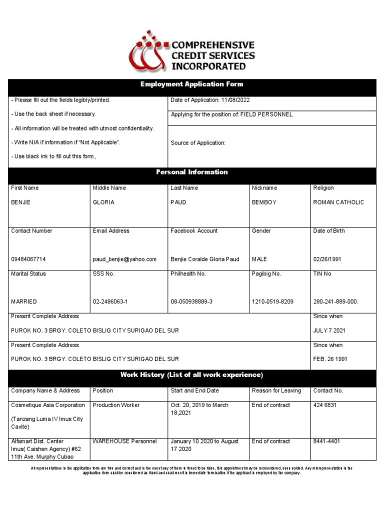 Form - Employment Application | PDF | Background Check | Business