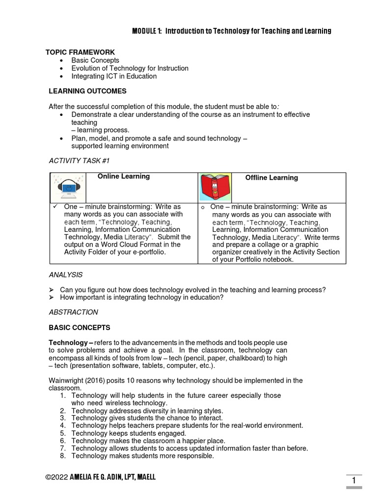 MODULE 1: Introduction To Technology For Teaching and Learning | PDF ...